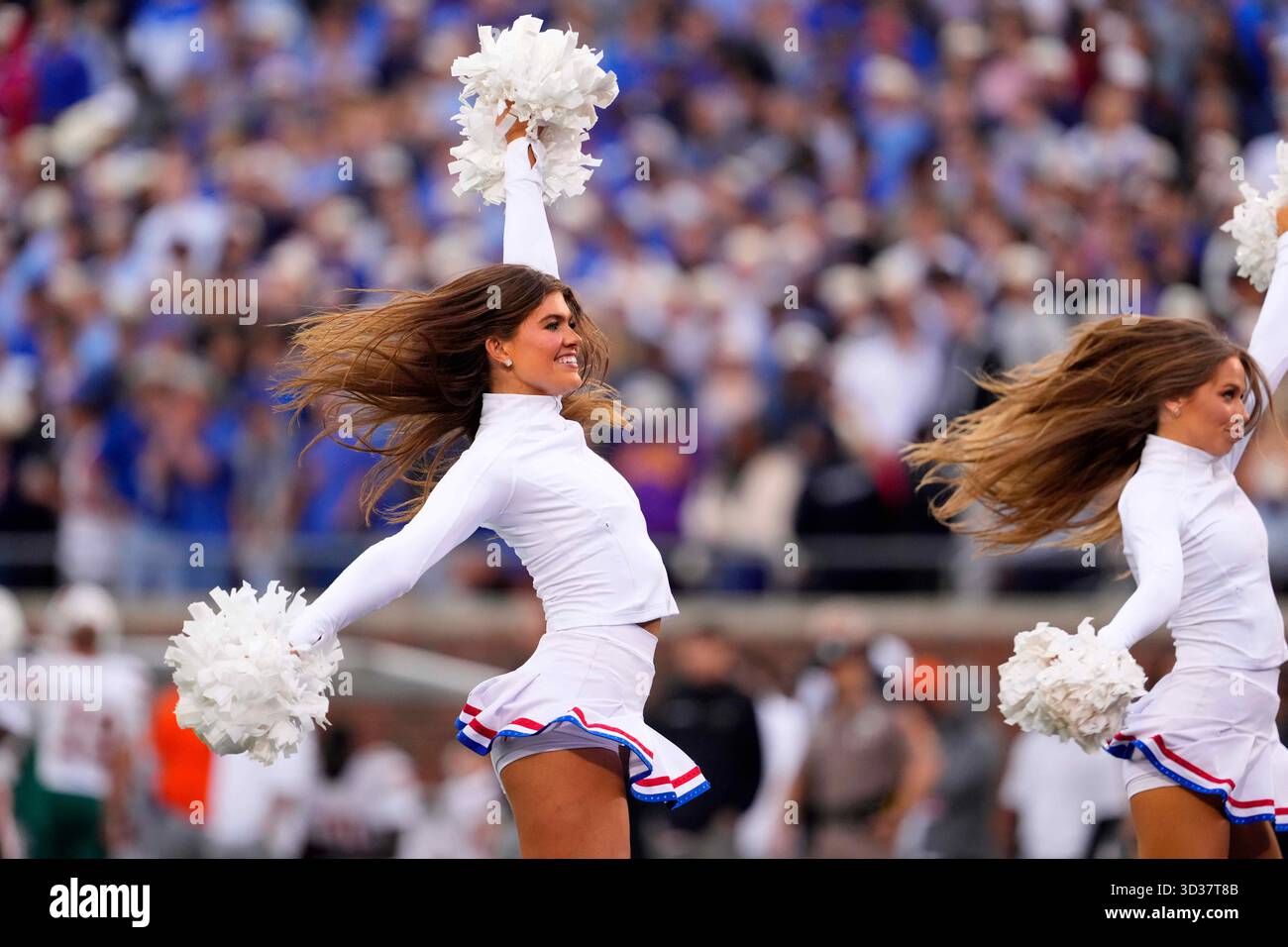 SMU cheerleaders perform on the field during an NCAA college football ...
