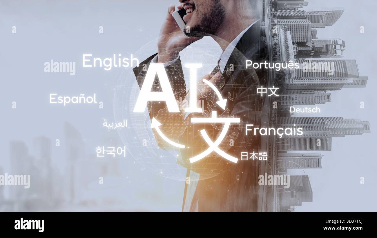 Global communication with multiple languages, digital translation tools ...