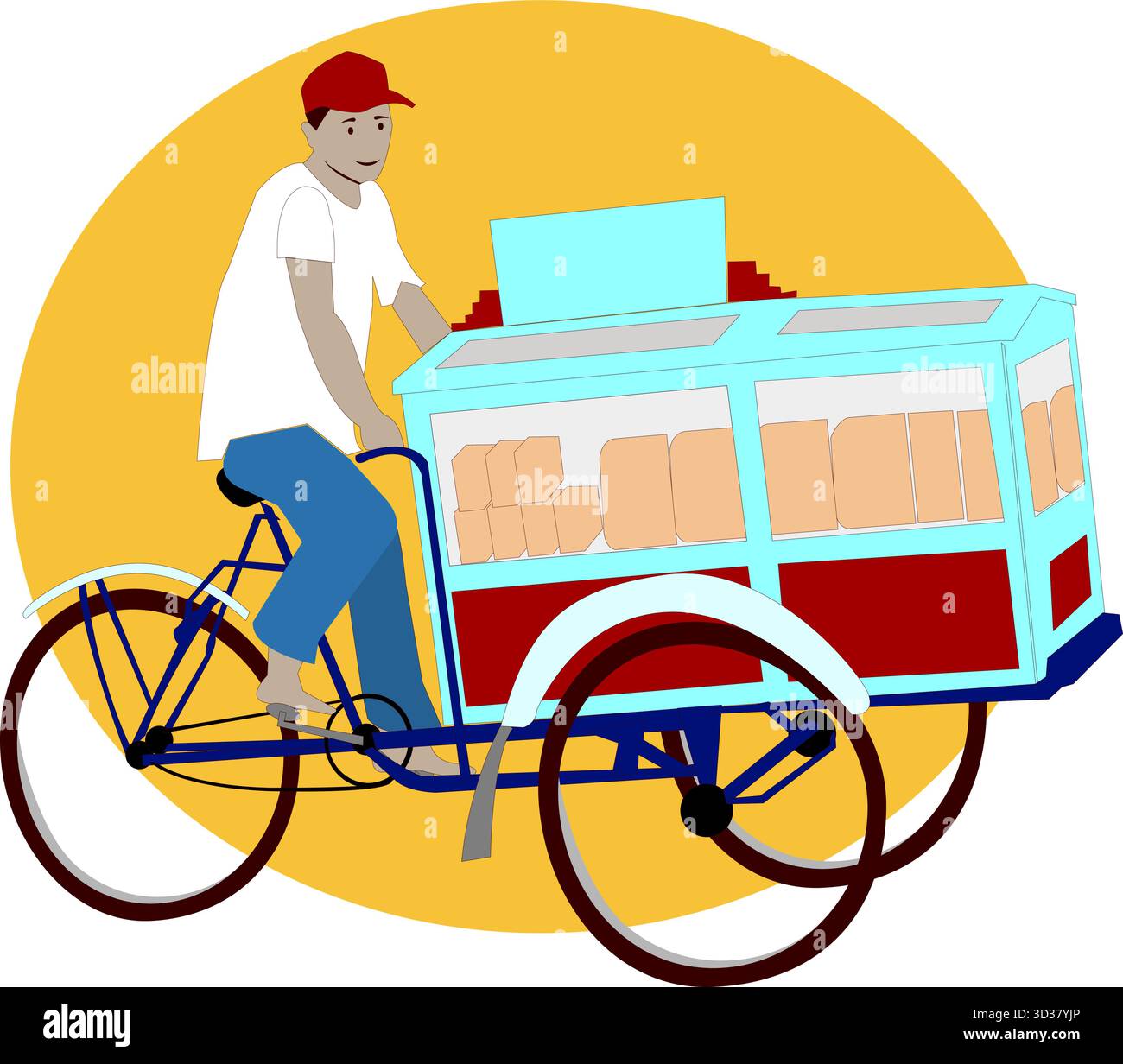 Tukang Roti Keliling Illustration Stock Vector Image & Art - Alamy
