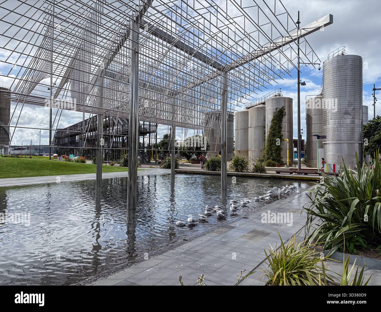 Wind Tree sculpture, a distinctive metal grid art installation, arches ...