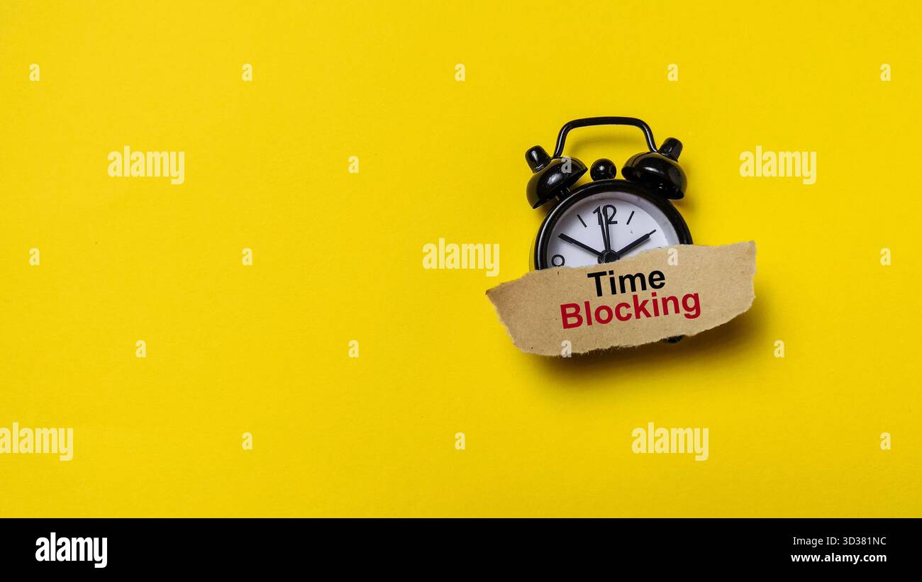 Time Blocking Productivity Strategy for Work and Focus with Clock on ...