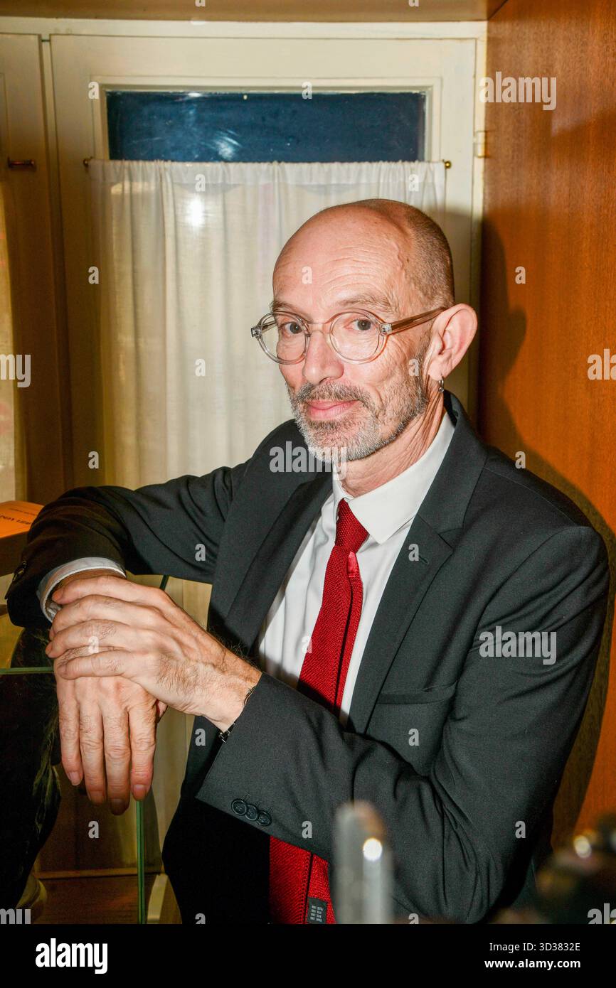 French writer Laurent Mauvignier poses after receiving the Prix ...