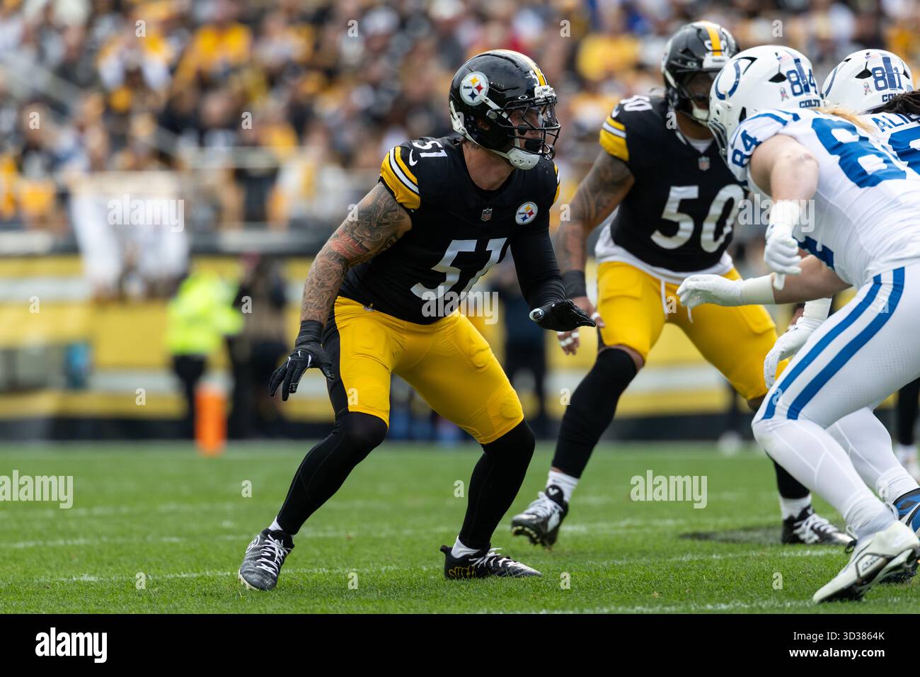 Pittsburgh Steelers linebacker Nick Herbig (51) defends during an NFL ...