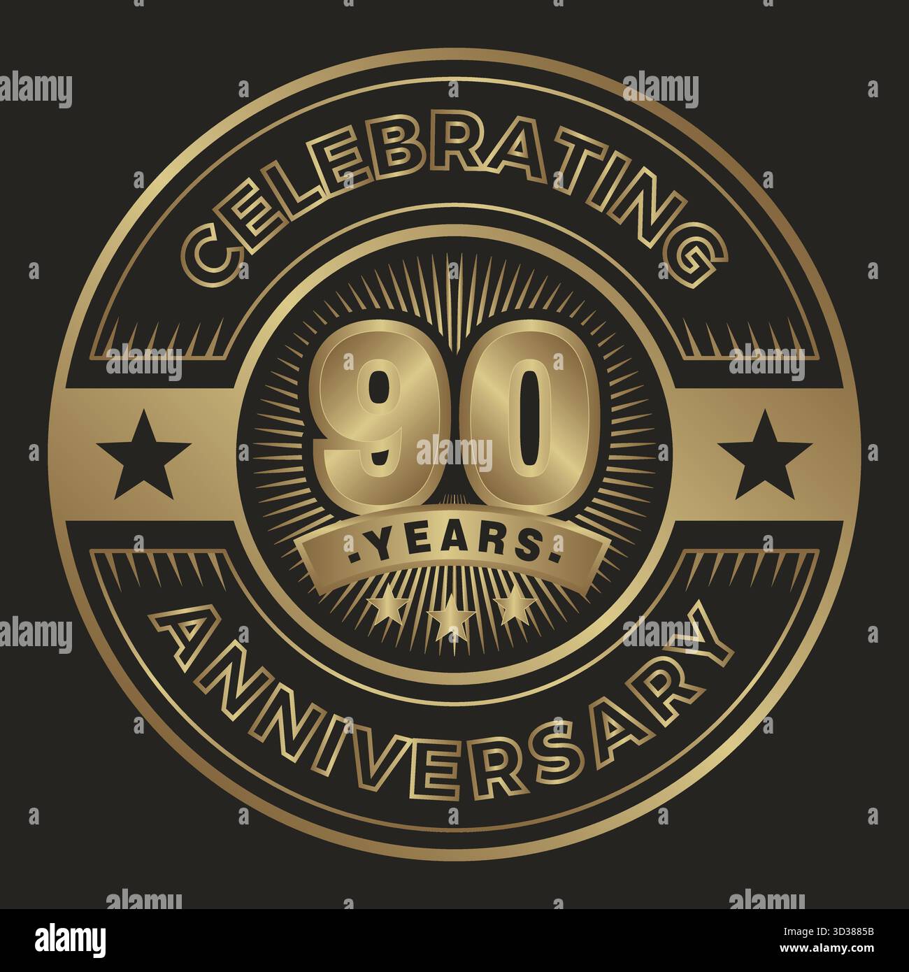 90 years celebrating anniversary emblem logo design Stock Vector Image ...