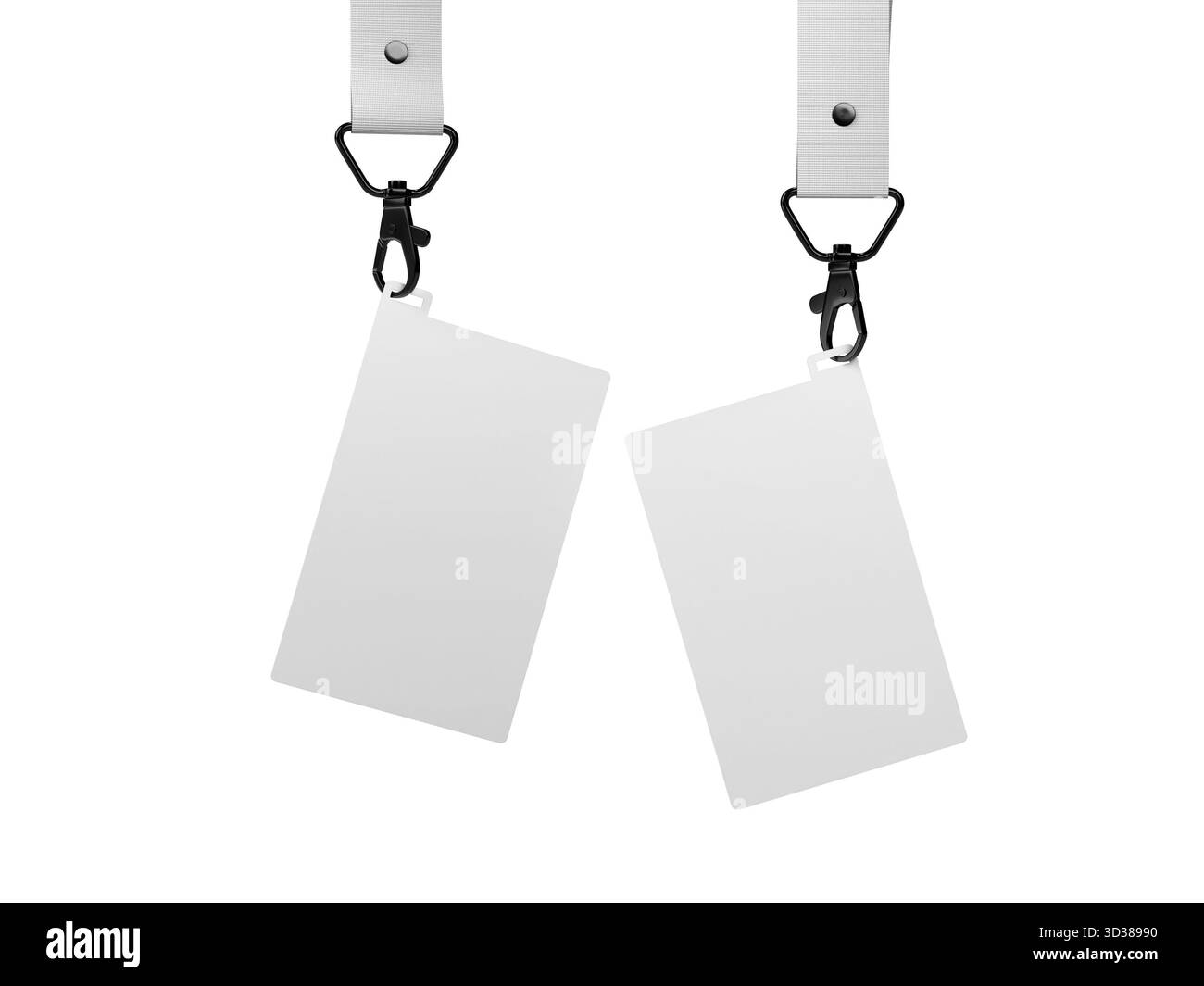 Two Vertical Hanging Employee ID Cards Mockup On White Lanyards Stock ...