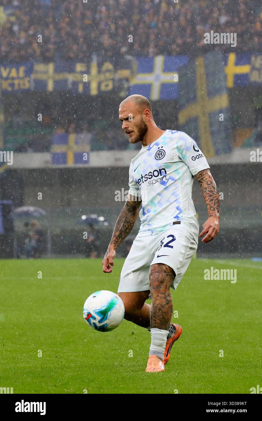 Inter Milan’s Federico Dimarco during the Serie A soccer match between ...
