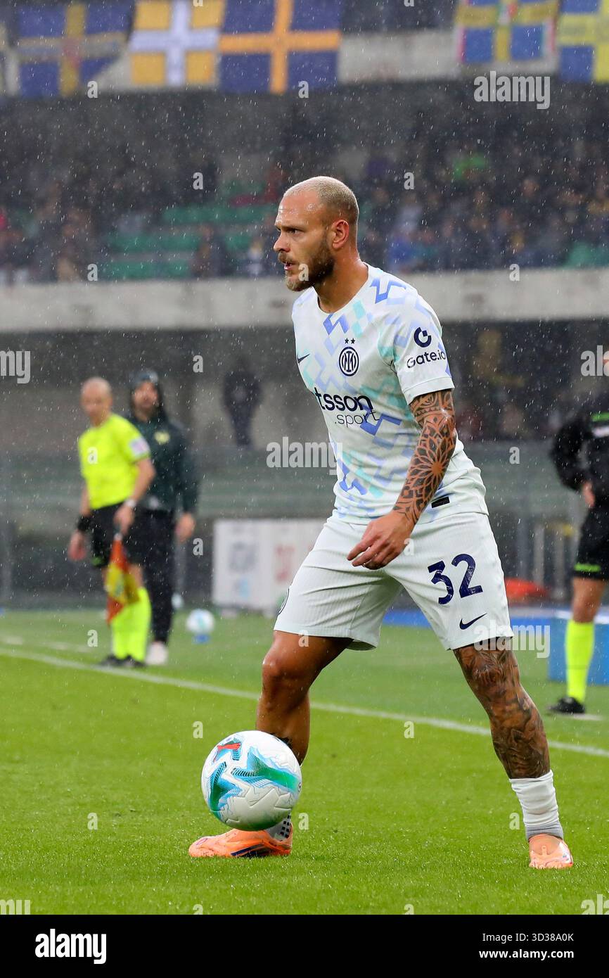 Inter Milan’s Federico Dimarco during the Serie A soccer match between ...