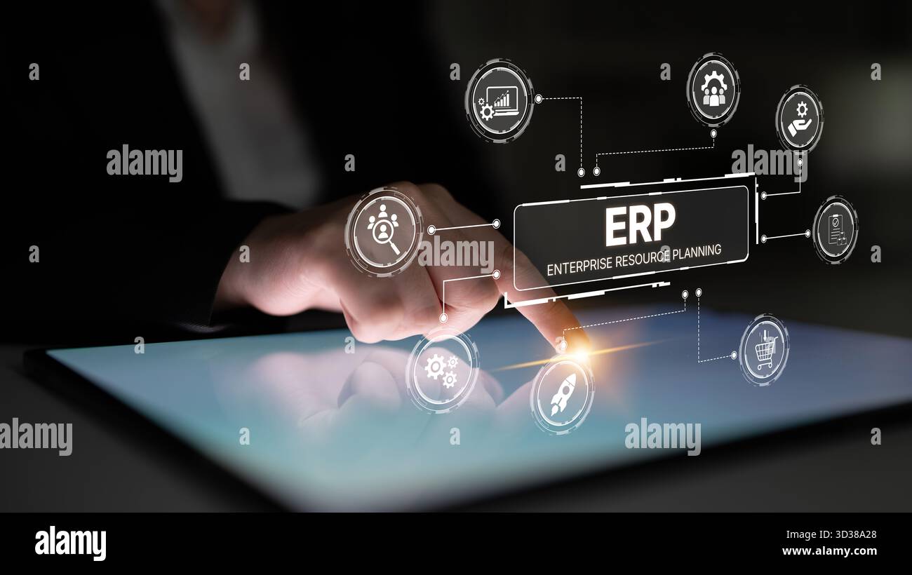 ERP platform visual showing centralized system for enterprise resource ...