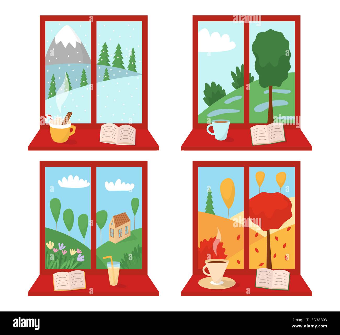 Snowfall outside window Stock Vector Images - Alamy