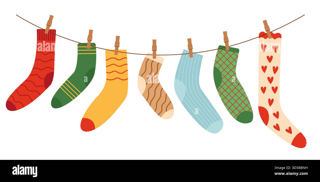 Winter warm sock line Stock Vector Images - Alamy
