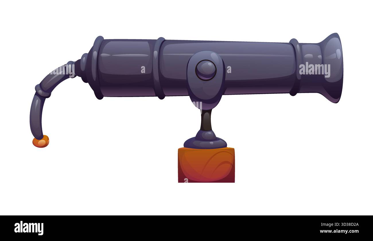 Cartoon pirate cannon weapon game icon. Pirate ship 18th century ...