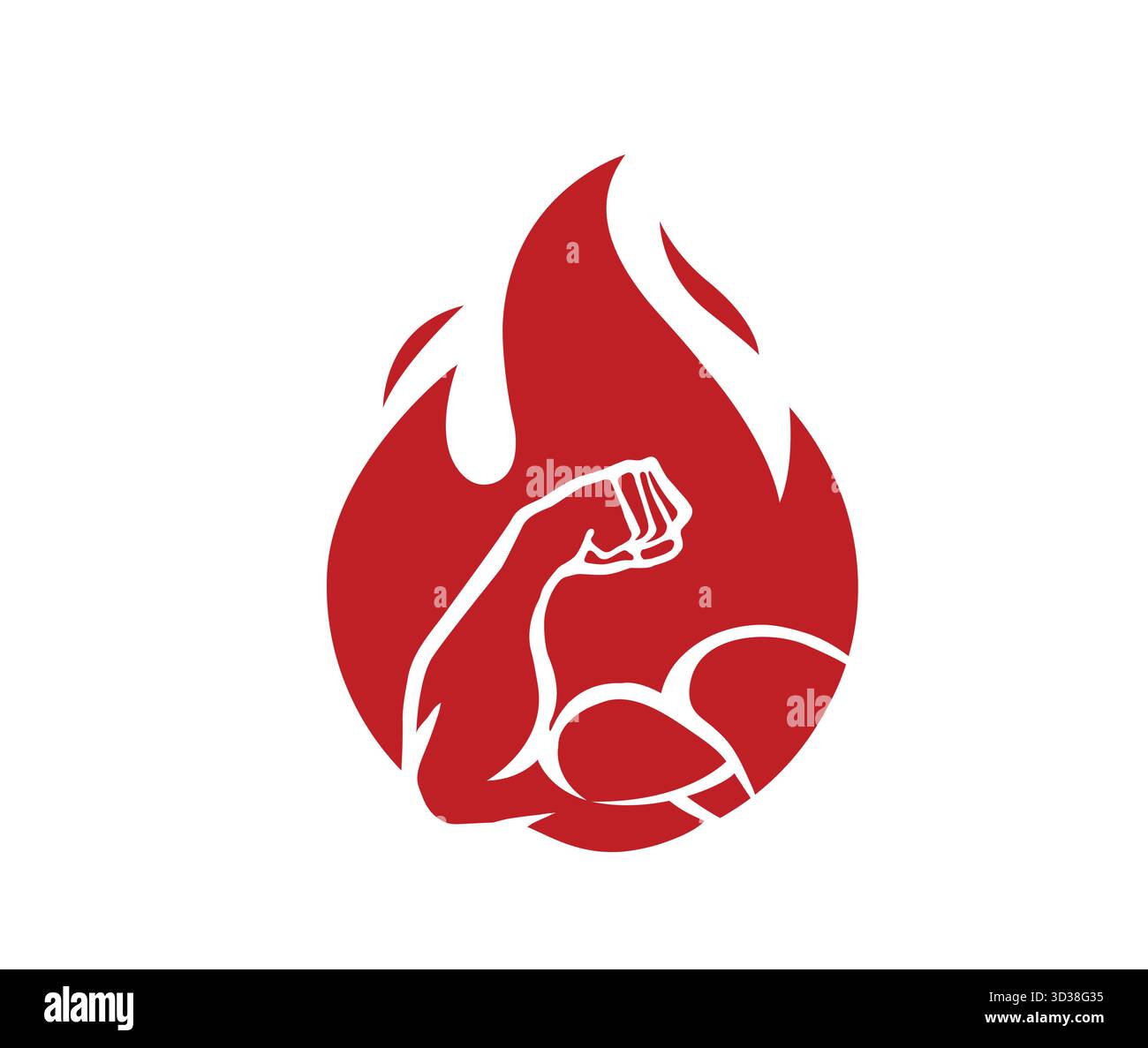 creative bicep muscle and fire flame logo vector icon symbol Stock ...