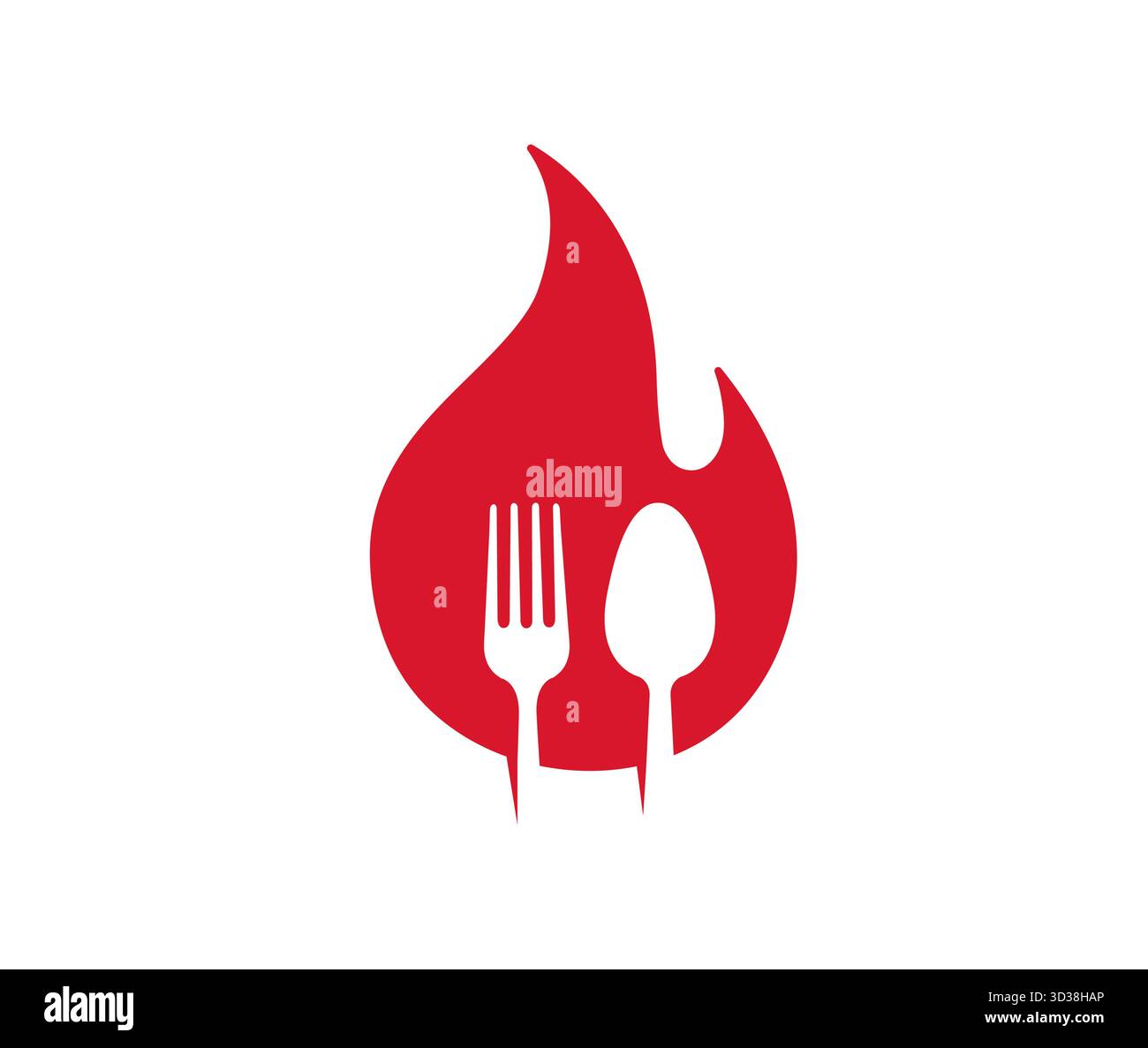 creative fire flame and eating tools spoon knife and fork logo vector ...