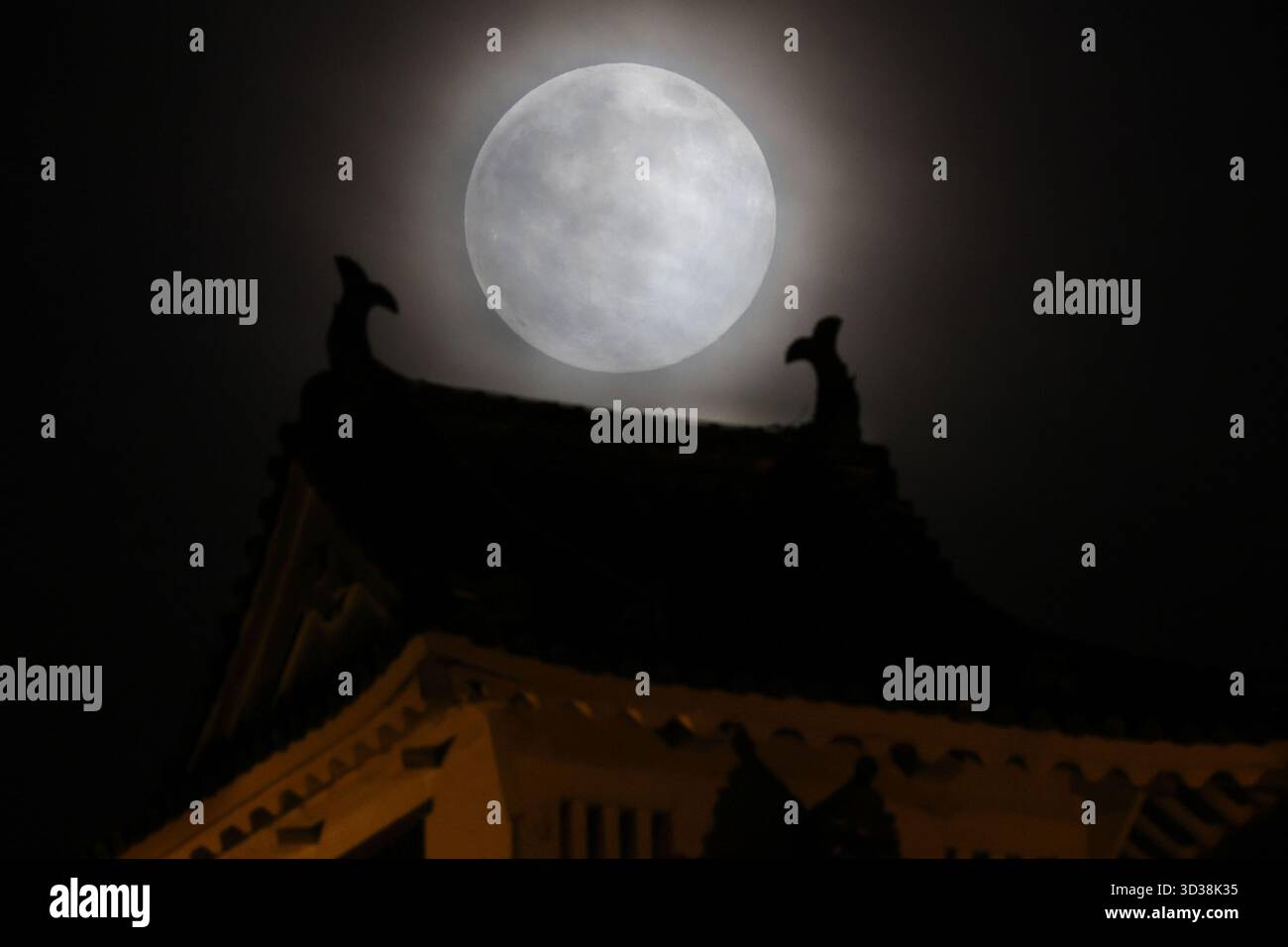 The photo shows the largest full moon of the year, a "supermoon ...