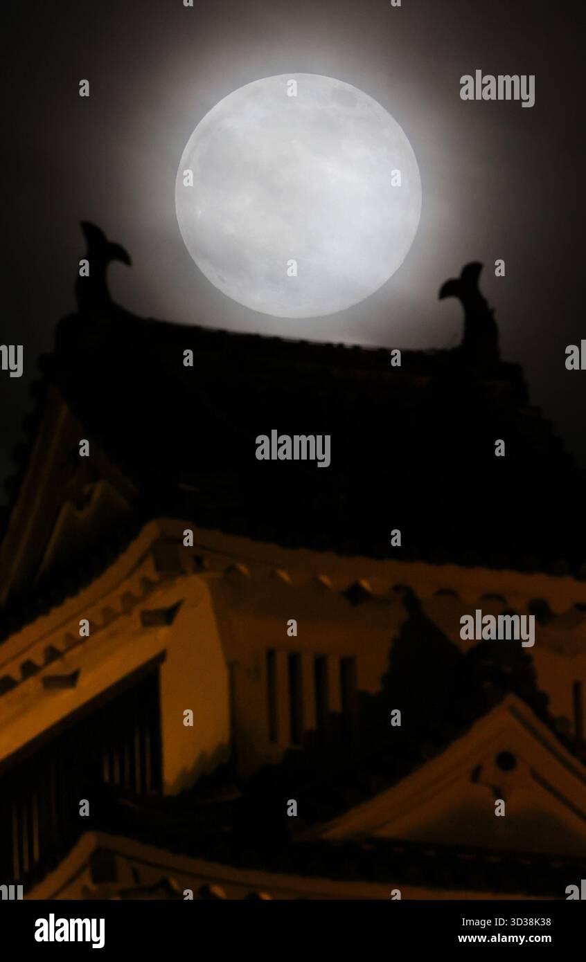 The photo shows the largest full moon of the year, a "supermoon ...