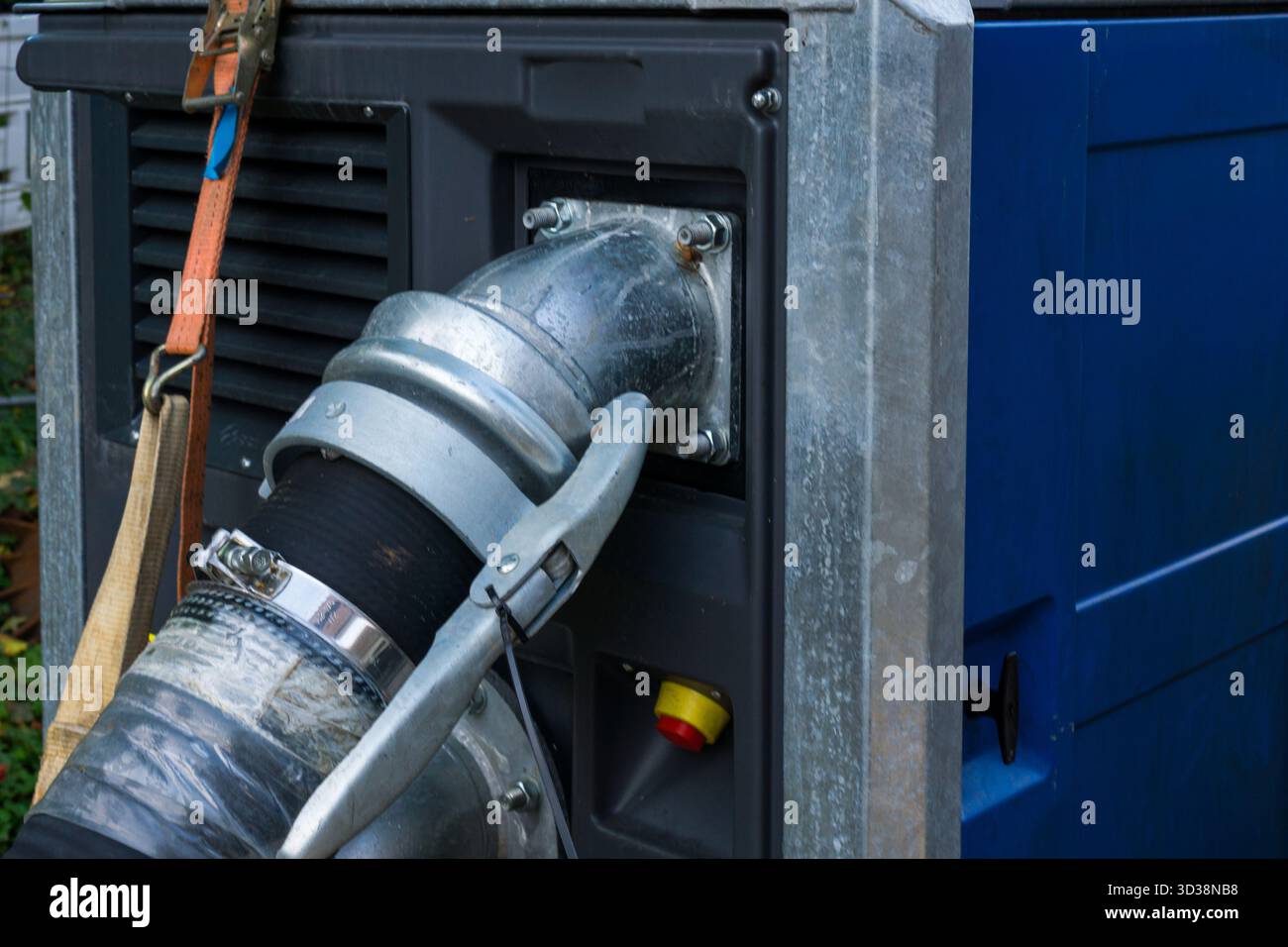 Industrial transformer unit with metal hose connection and details of ...