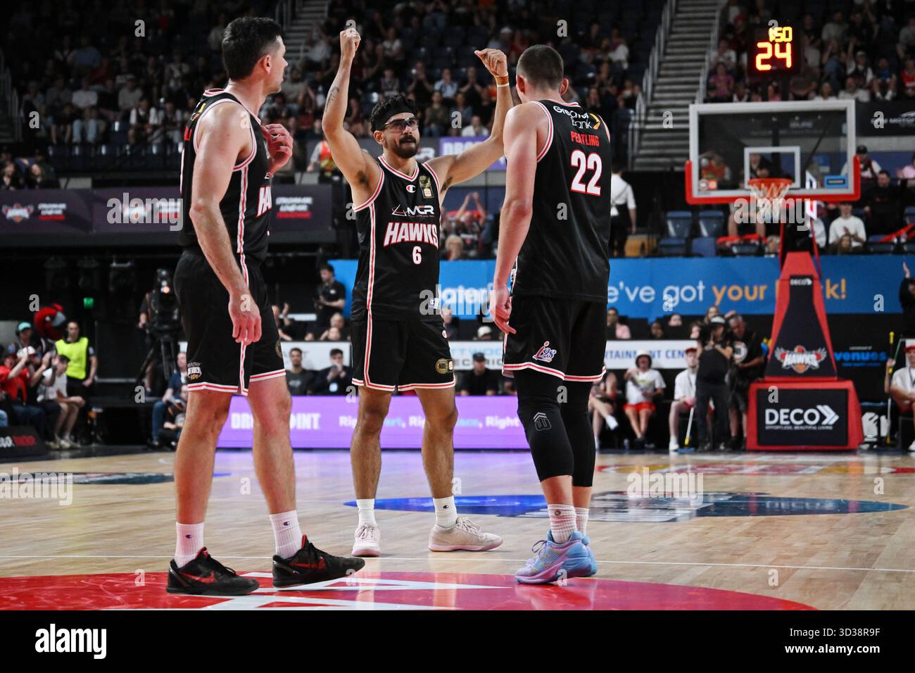 William Hickey of the Hawks celebrates during the NBL Round 8 match ...