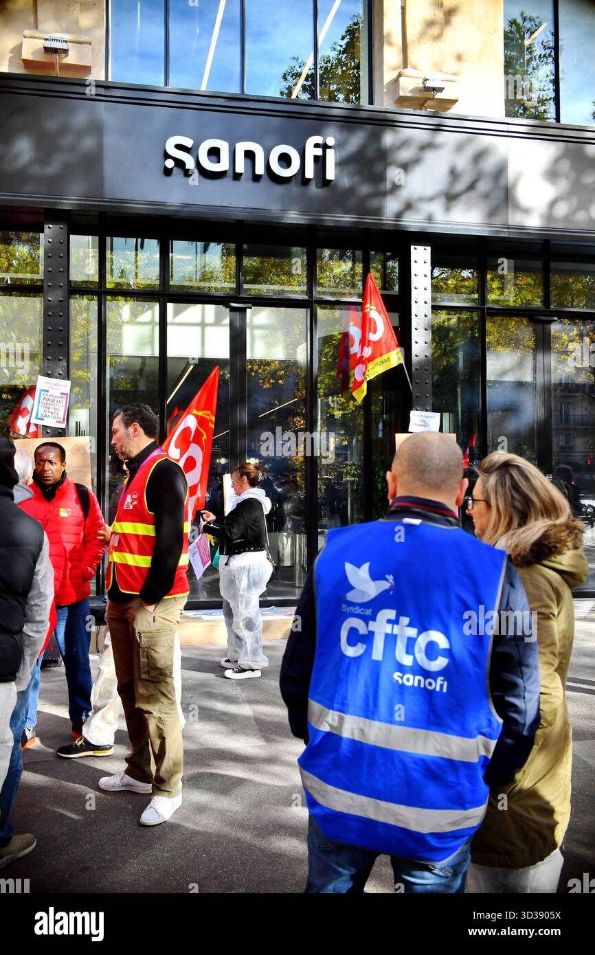 The inter-union union calls for a rally in front of La Maison Sanofi to ...