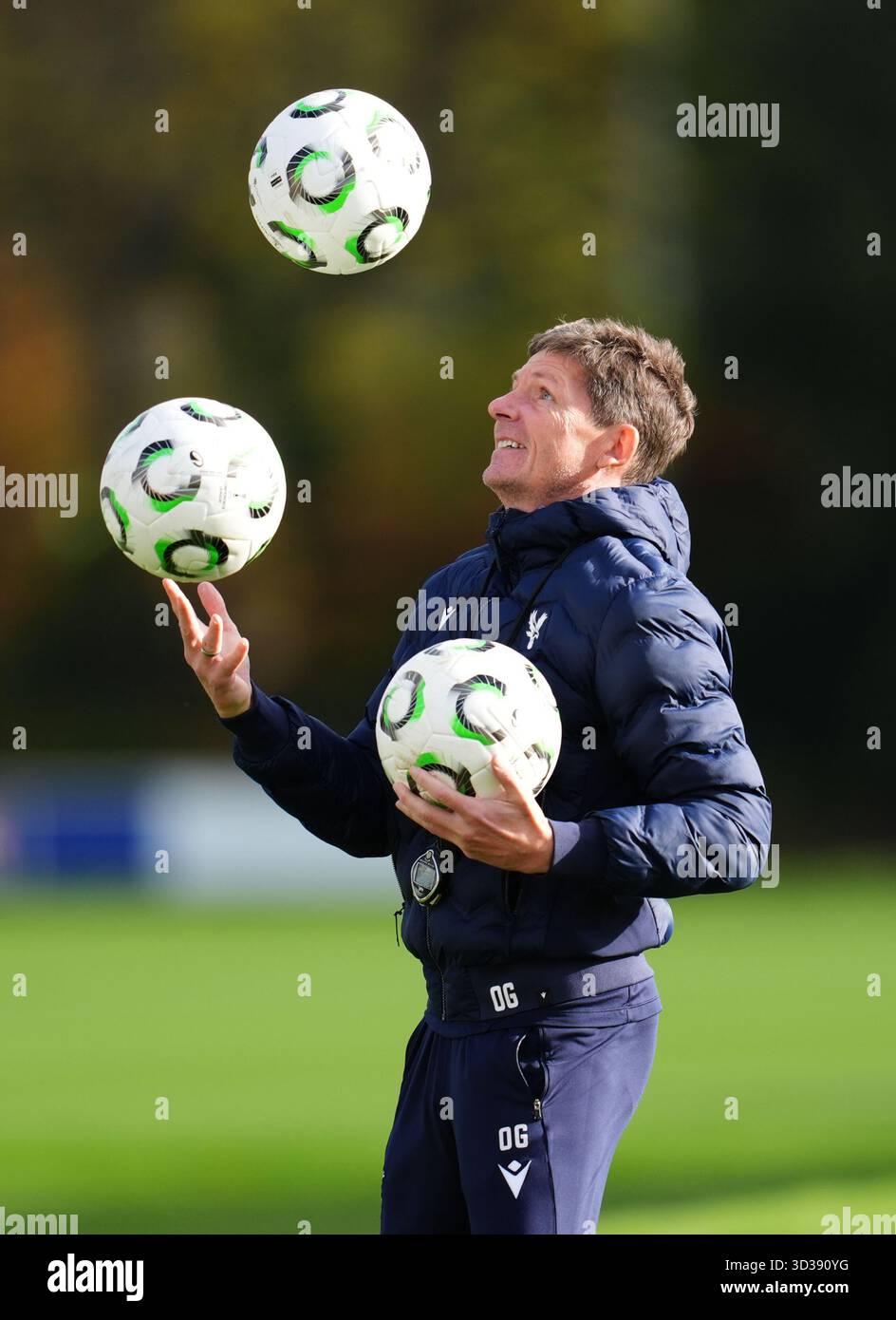 Crystal Palace manager Oliver Glasner during a training session at the ...