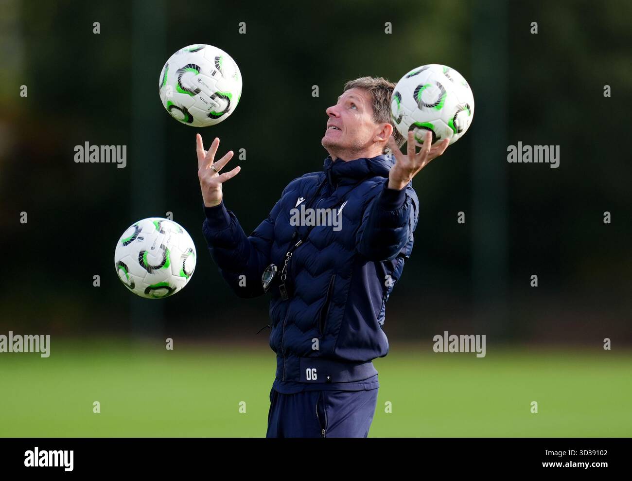 Crystal Palace manager Oliver Glasner during a training session at the ...