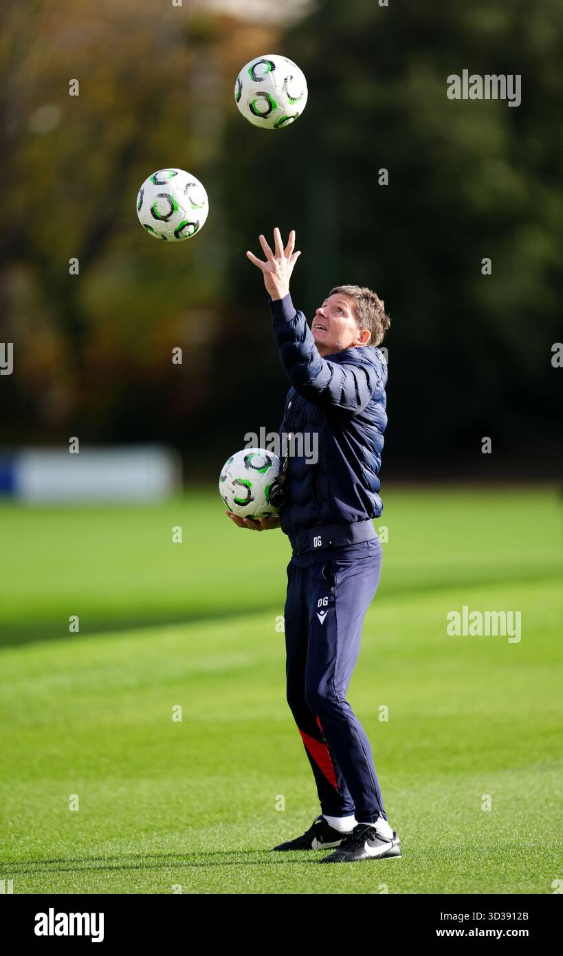 Crystal Palace manager Oliver Glasner during a training session at the ...