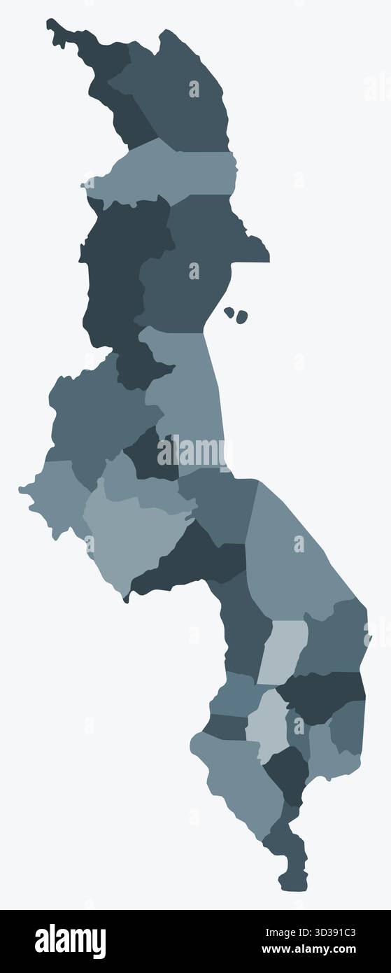 Map of Malawi with regions. Just a simple country border map with ...