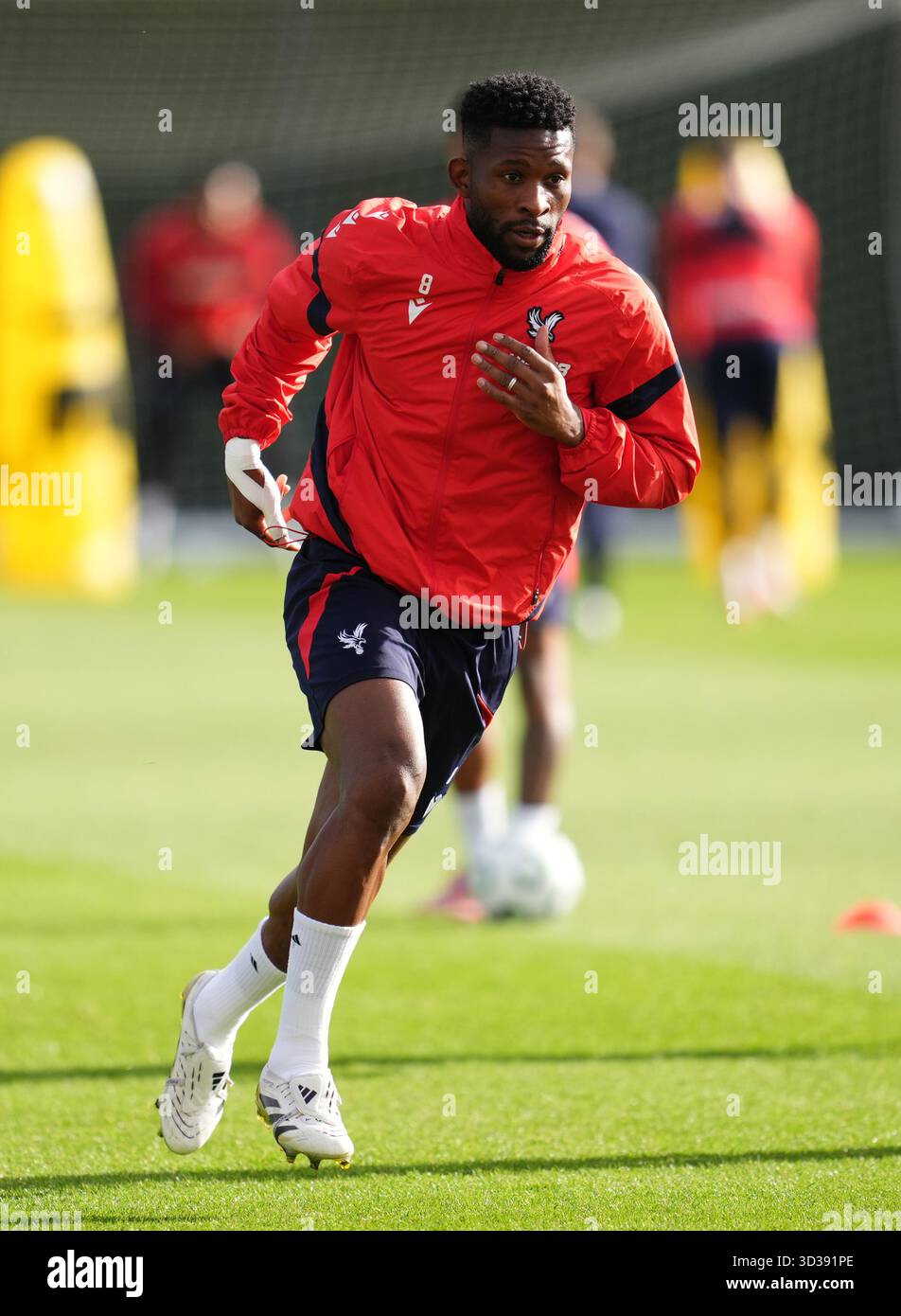 Crystal Palace's Jefferson Lerma during a training session at the ...