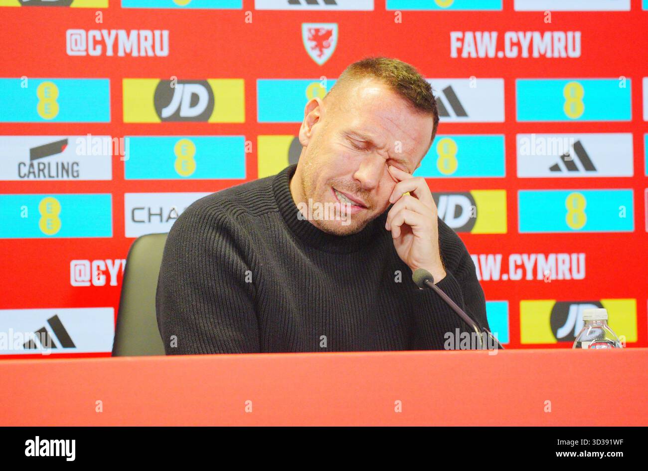 Wales head coach Craig Bellamy during the squad announcement press ...