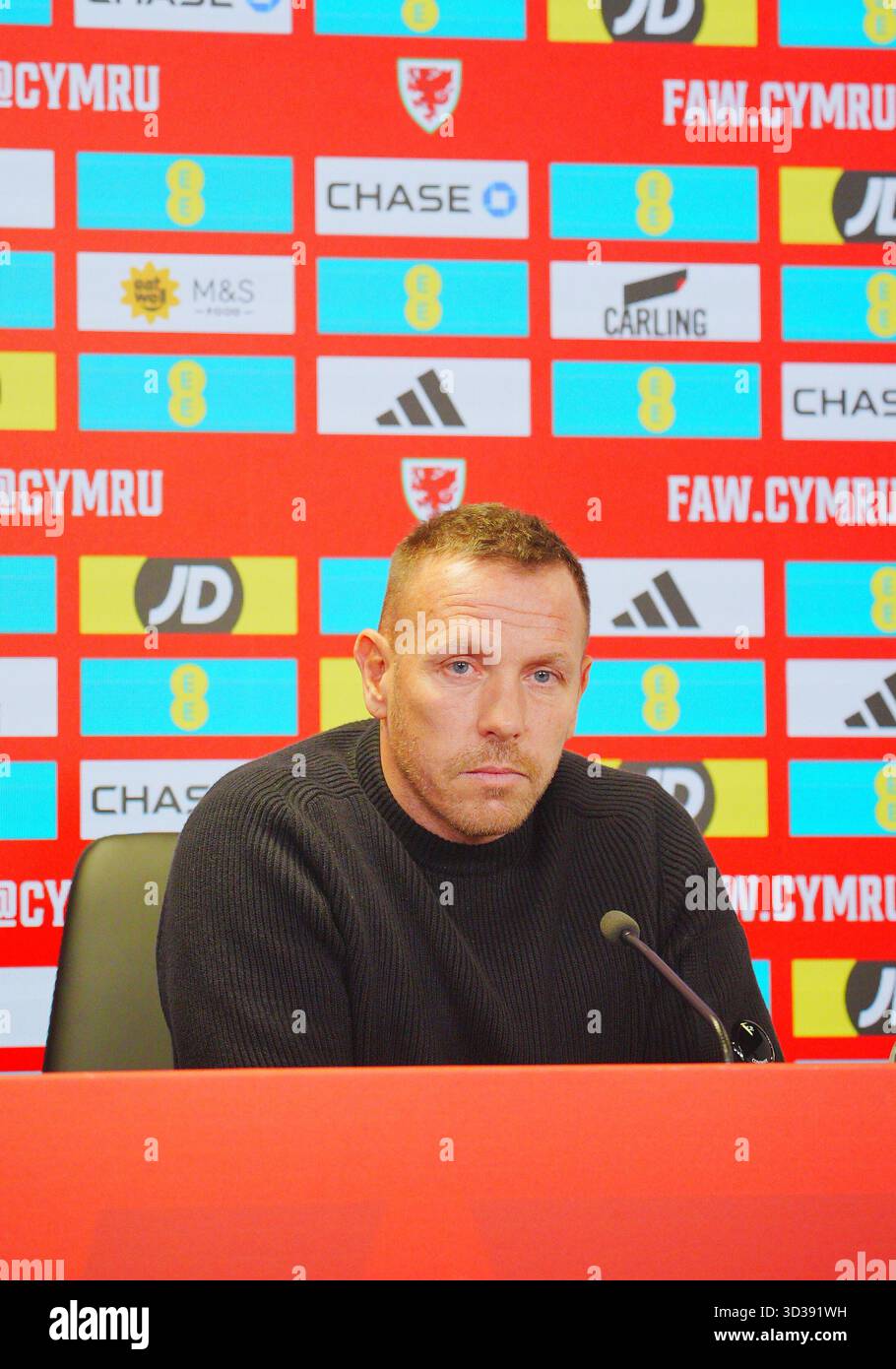 Wales head coach Craig Bellamy during the squad announcement press ...