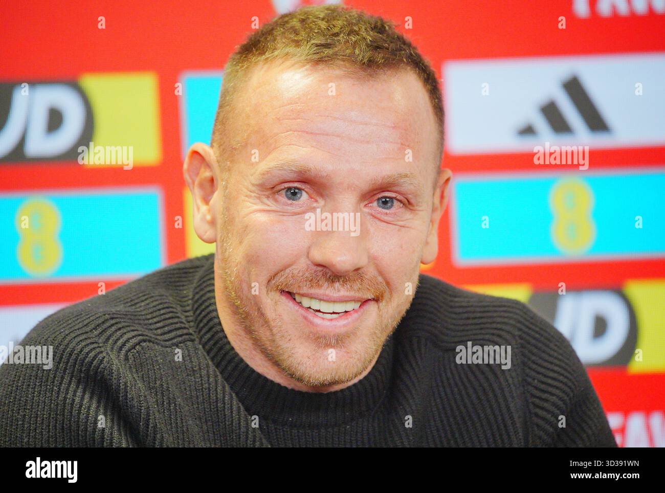 Wales head coach Craig Bellamy during the squad announcement press ...