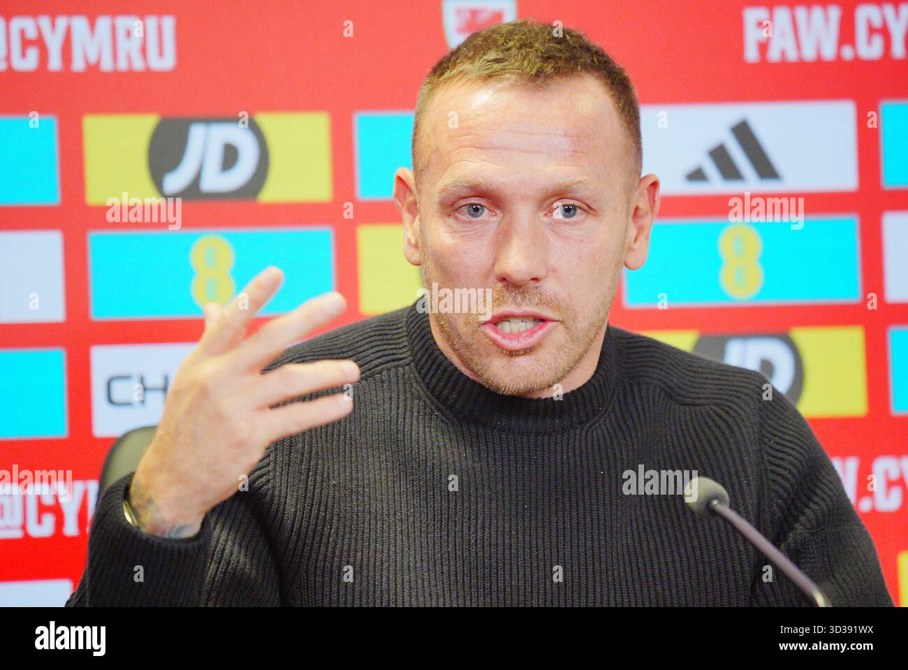 Wales head coach Craig Bellamy during the squad announcement press ...