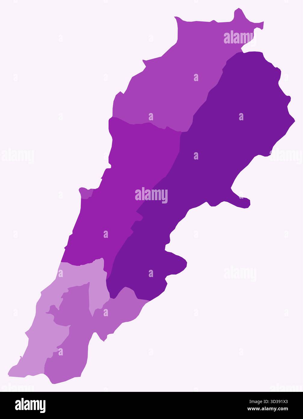 Map of Lebanon with regions. Just a simple country border map with ...