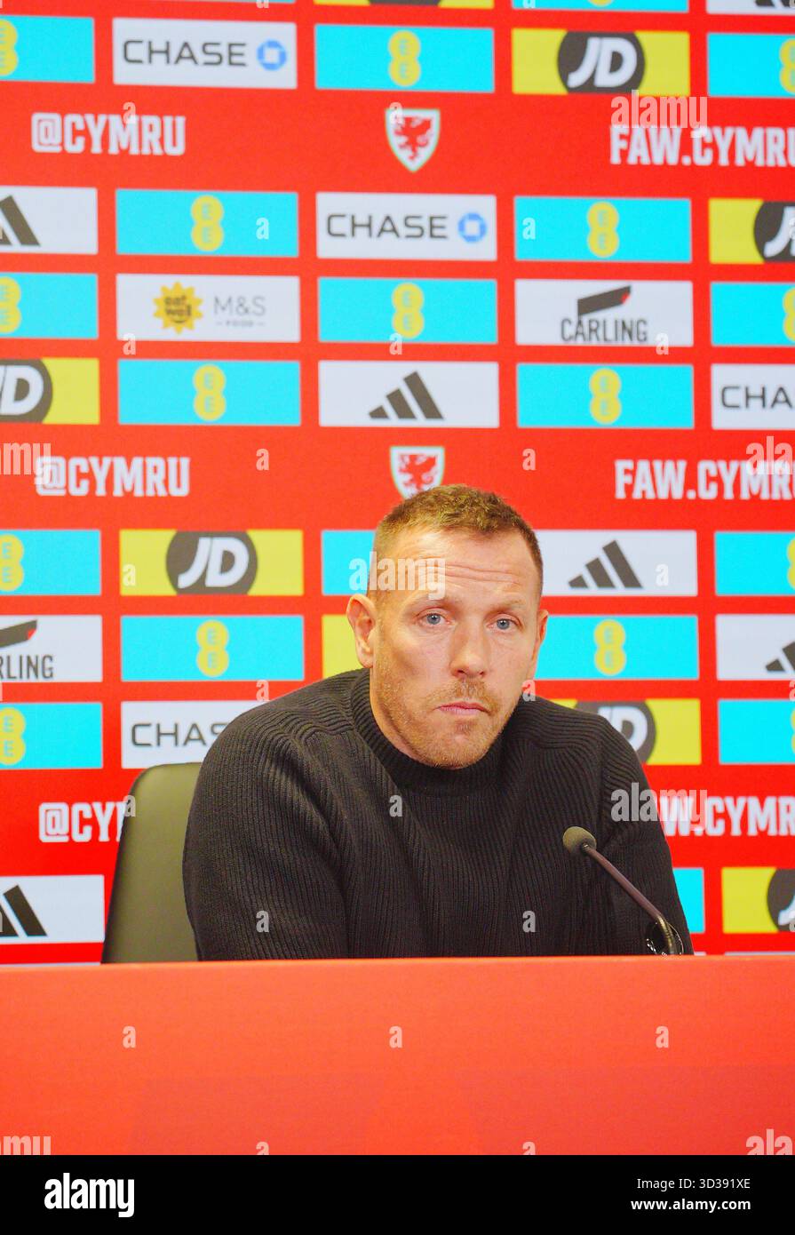 Wales head coach Craig Bellamy during the squad announcement press ...