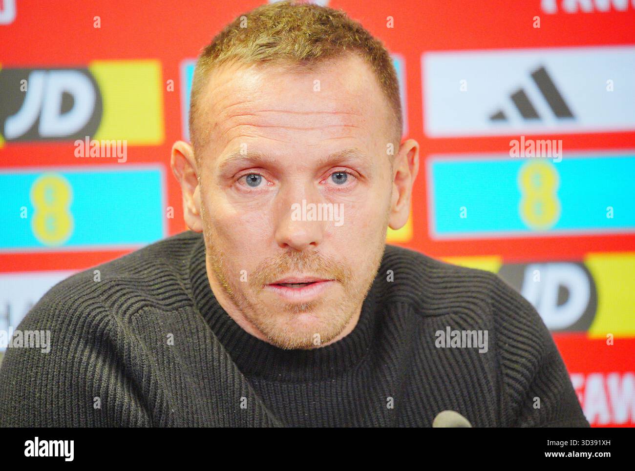 Wales head coach Craig Bellamy during the squad announcement press ...