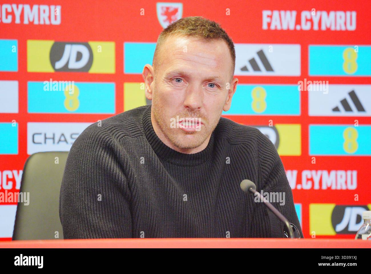 Wales head coach Craig Bellamy during the squad announcement press ...