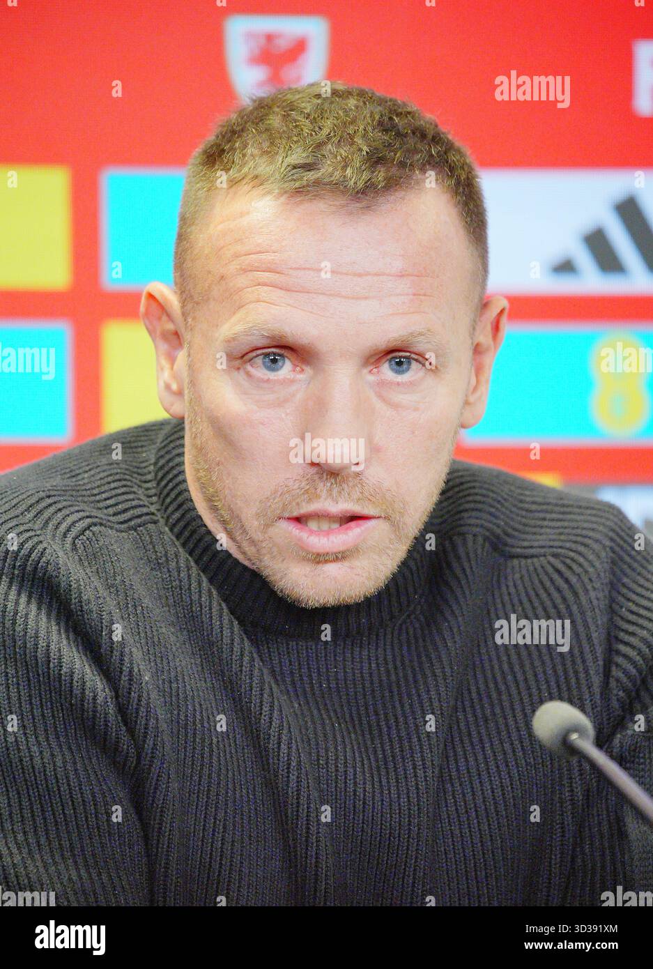 Wales head coach Craig Bellamy during the squad announcement press ...