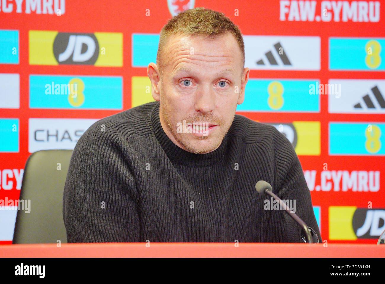 Wales head coach Craig Bellamy during the squad announcement press ...