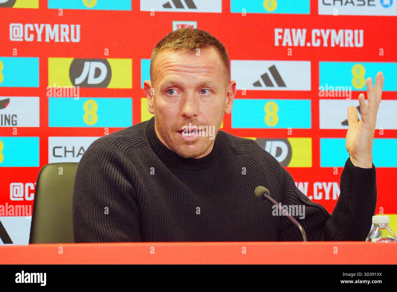 Wales head coach Craig Bellamy during the squad announcement press ...