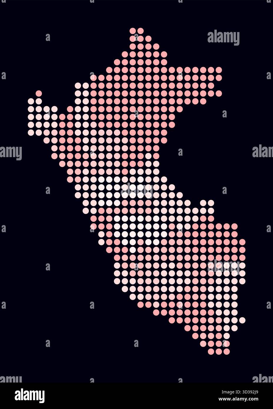 Peru dotted map. Digital style map of the country on dark background ...