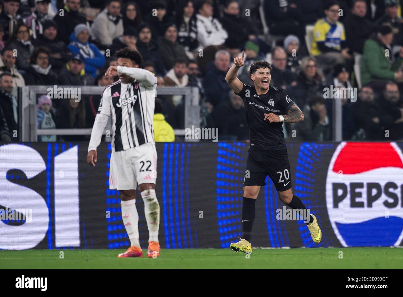 Maximiliano Araujo of Sporting CP celebrates after scoring the opening ...