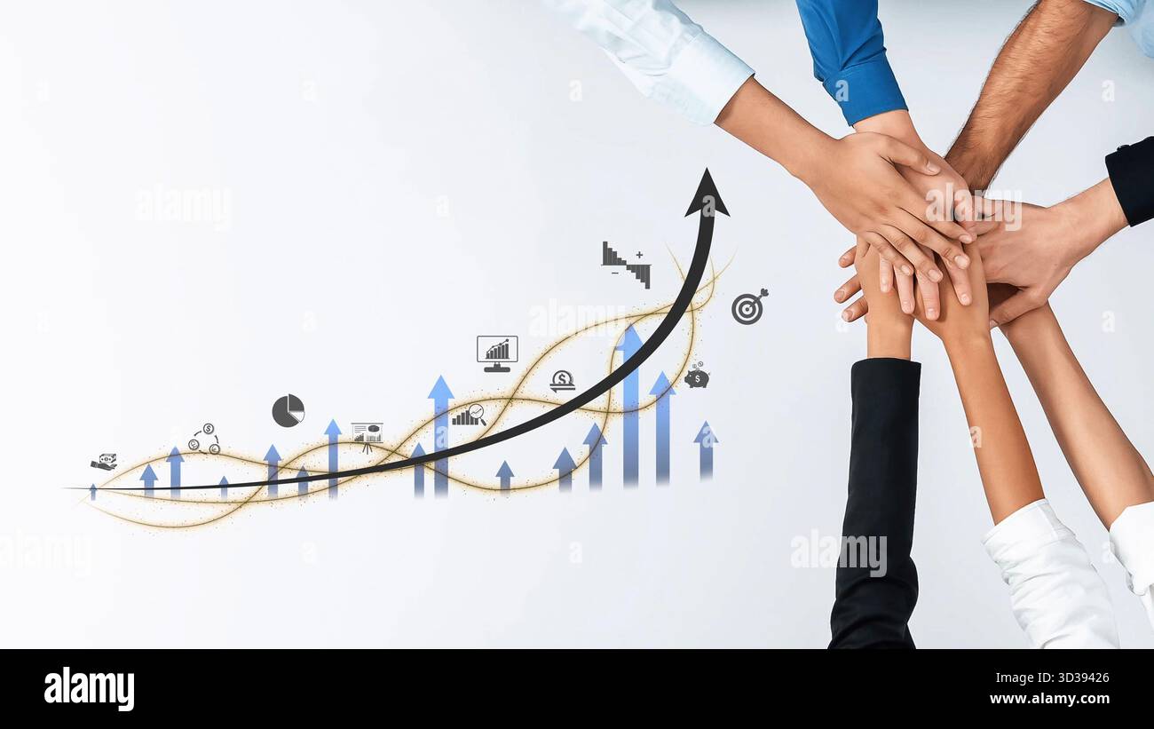 A powerful image depicting teamwork and collaboration, showcasing hands ...