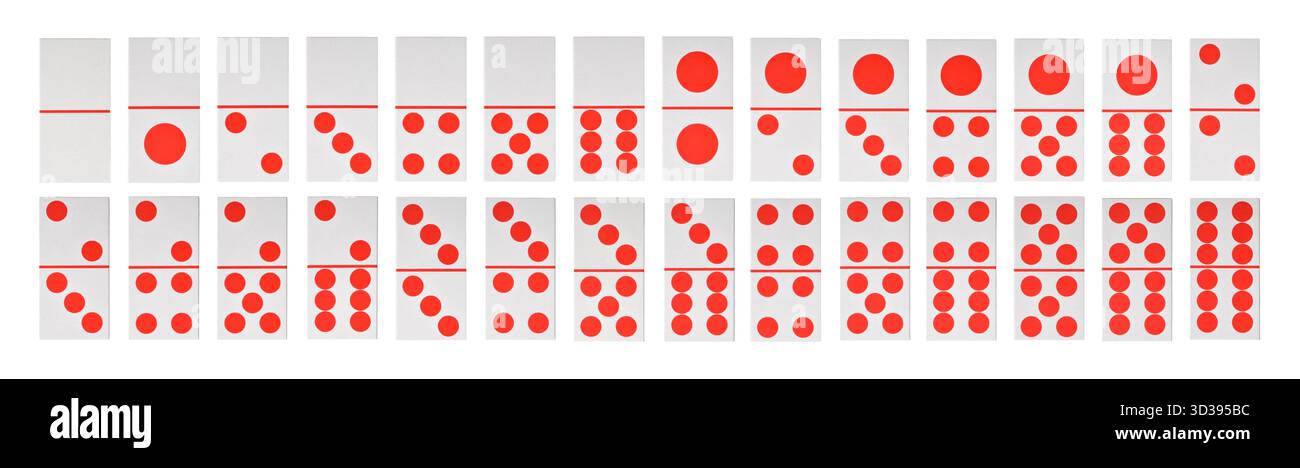 Full set of classic domino card on white background, top view Stock ...