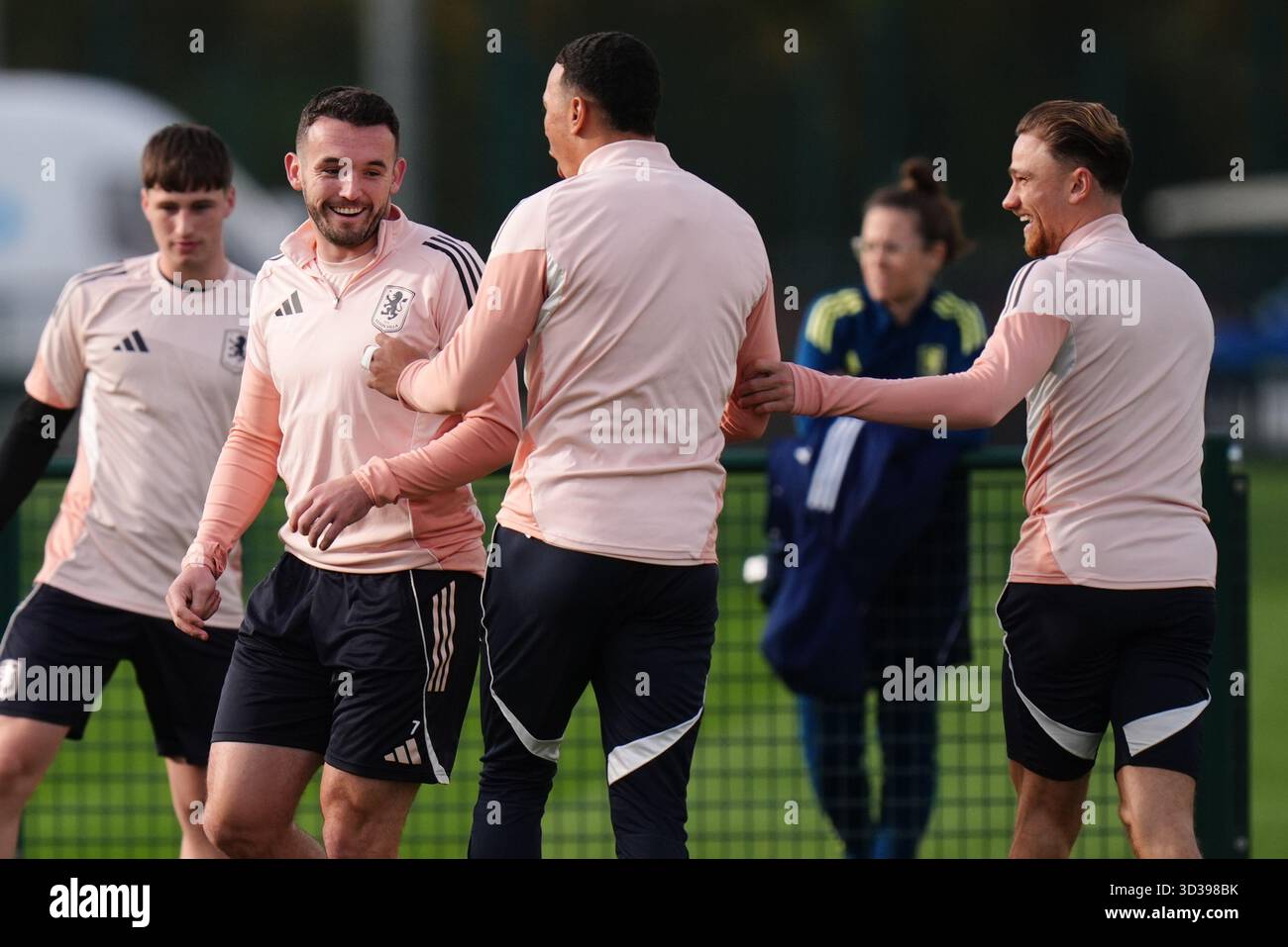 (left to right) Aston Villa's John McGin, Morgan Rogers and Matty Cash ...