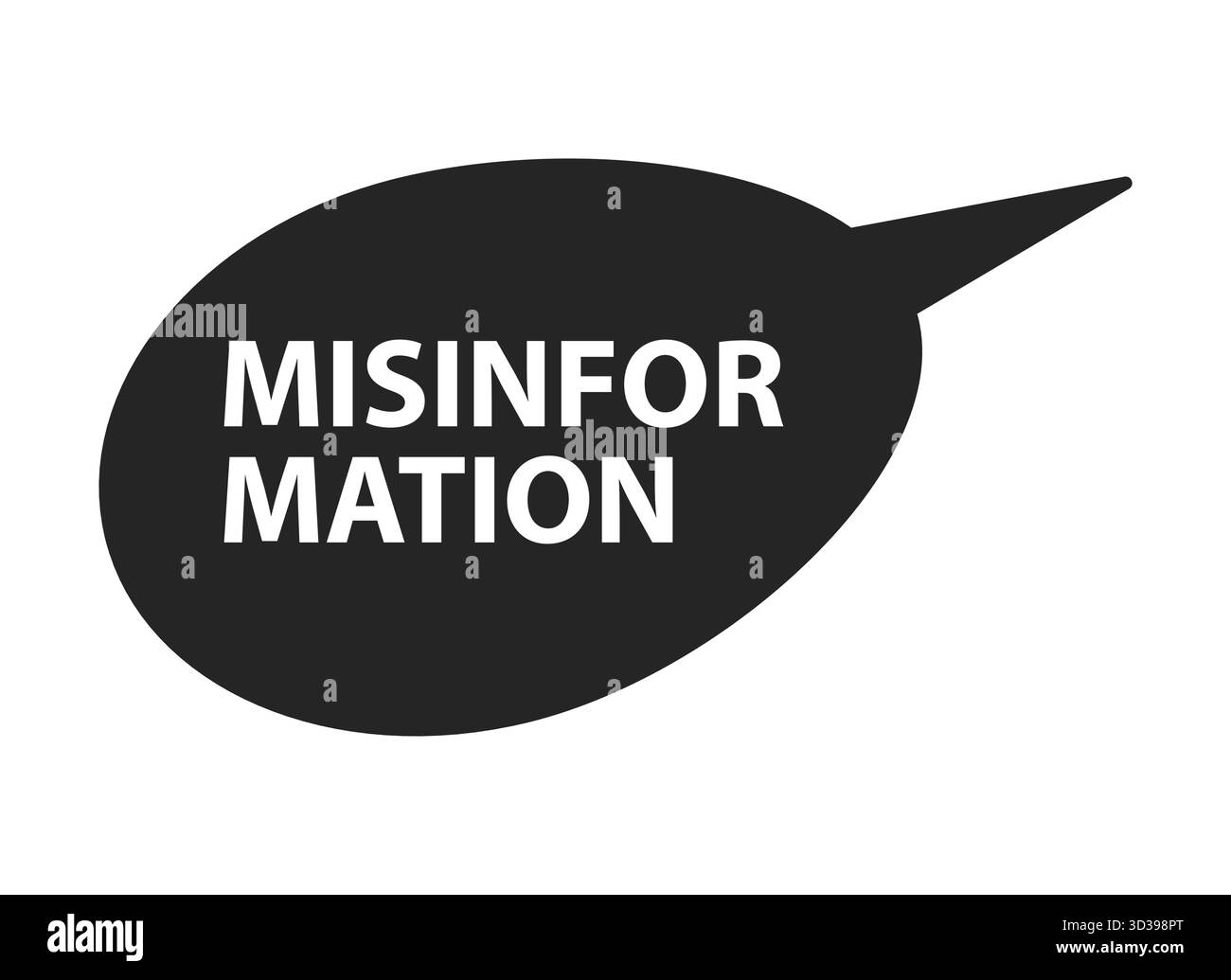 Solid dark speech bubble with misinformation text 2D black filled ...