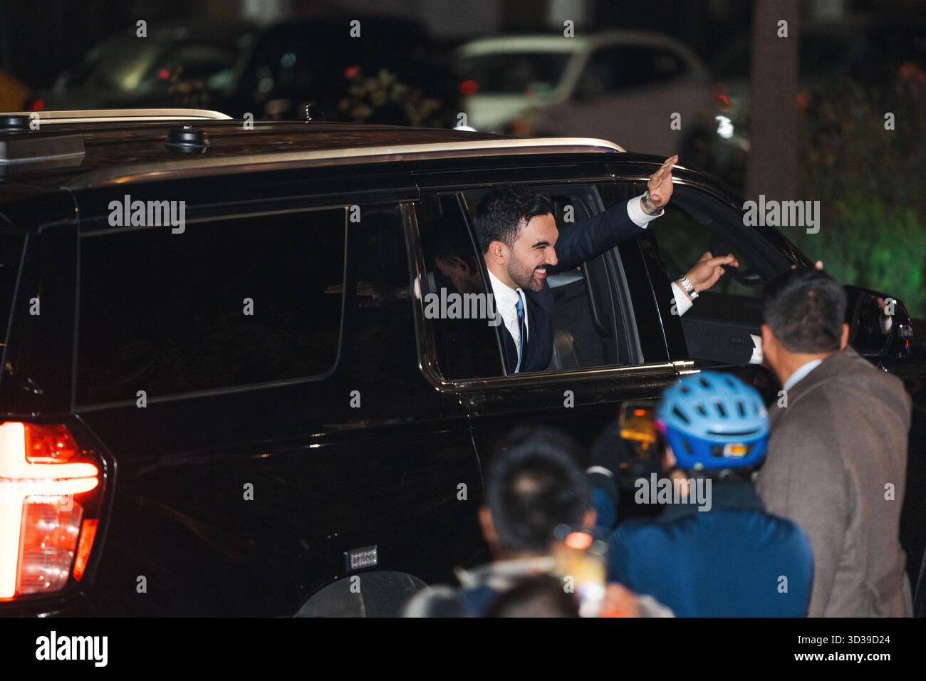 Zohran Mamdani waves as he departs his election night watch party at ...