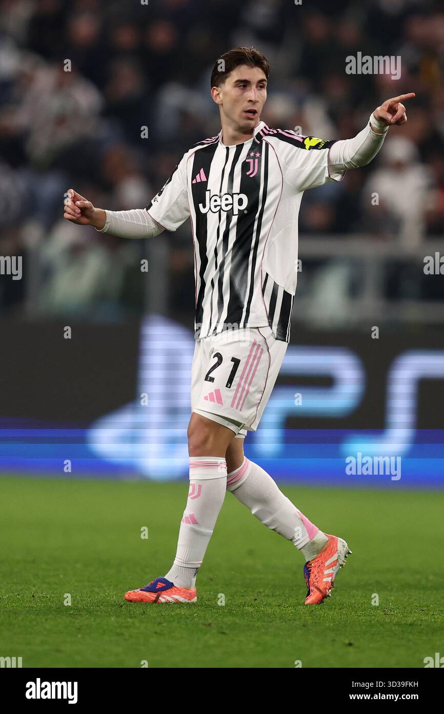 Fabio Miretti of Juventus Fc gestures during the UEFA Champions League ...