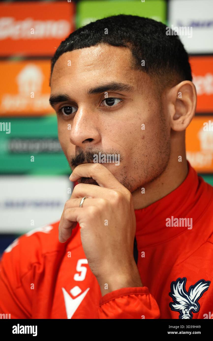 Crystal Palace's Maxence Lacroix during a press conference at the ...