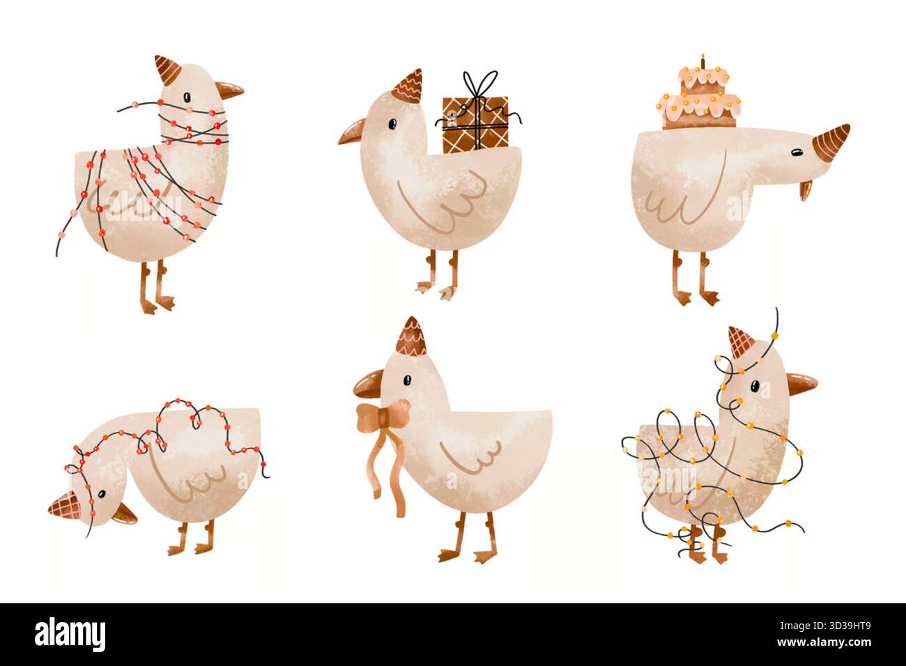 Cartoon Ducks Celebrate Birthday. Party Goose Stock Photo - Alamy