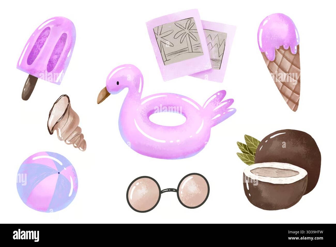 Watercolor tree house purple hi-res stock photography and images - Alamy