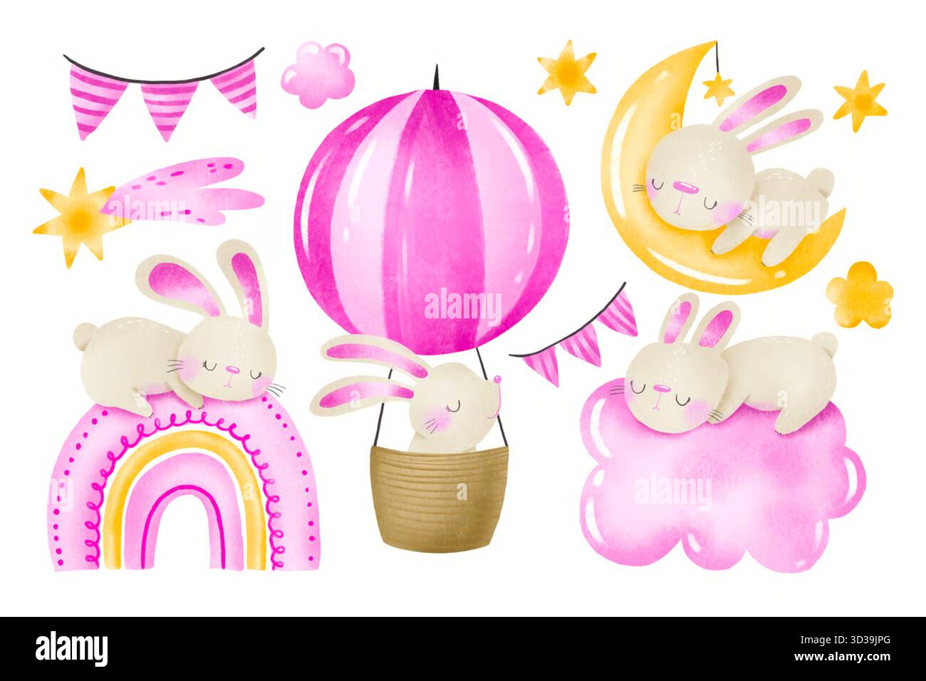 Bunny in balloon Cut Out Stock Images & Pictures - Alamy